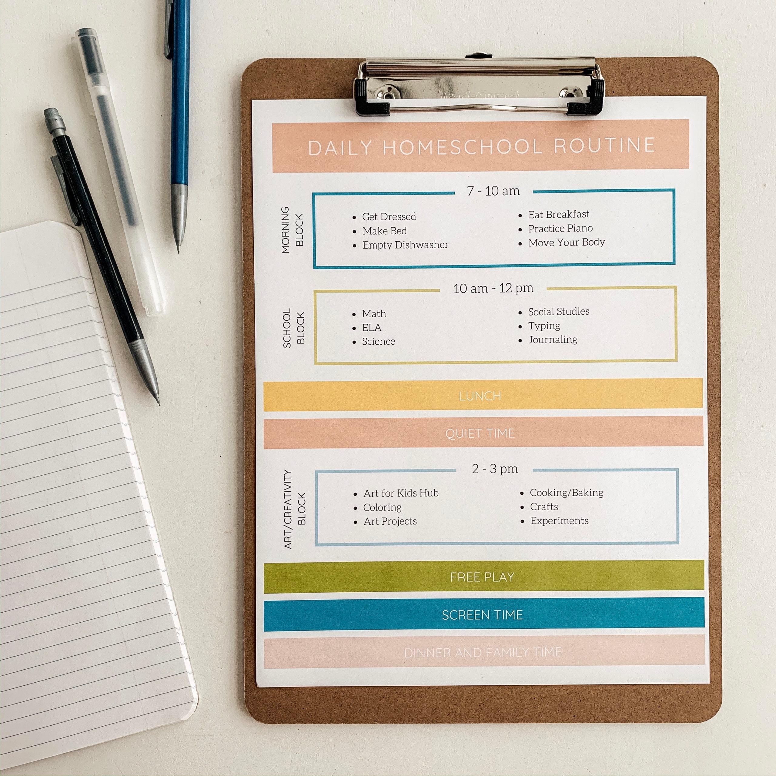 Free Printable Homeschool Routine - featuring a flexible block schedule ...